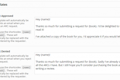A screenshot of the email templates that you can send out with the ARC ...